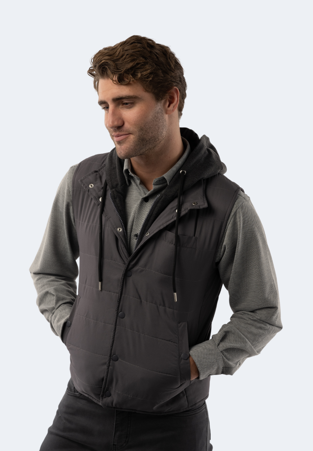 Grey Hooded Vest – American Heritage